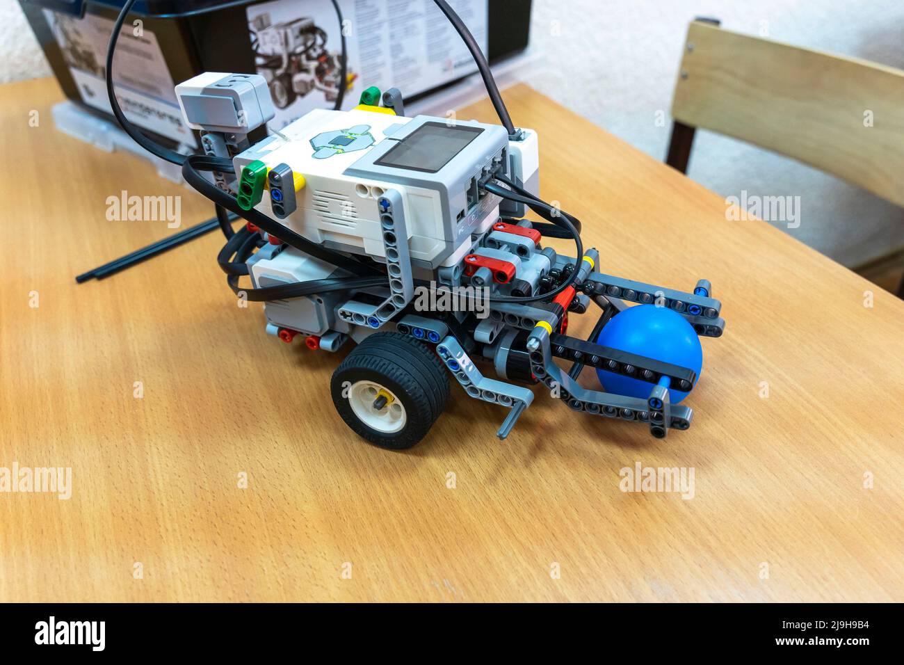 programmable children's robot assembled from designer parts Stock Photo ...