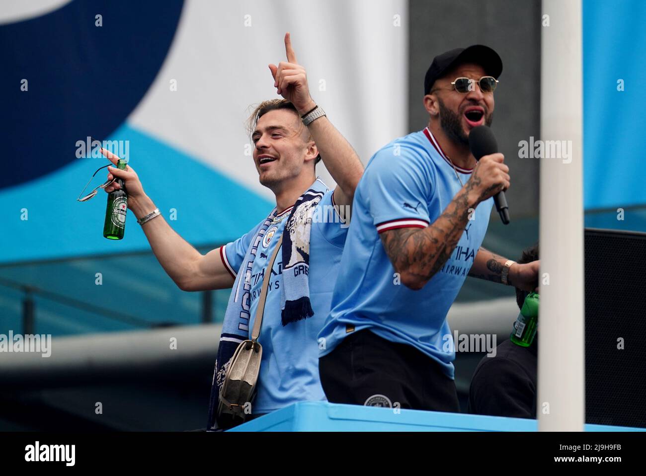 Manchester City's Jack Grealish (left) and Kyle Walker during the ...