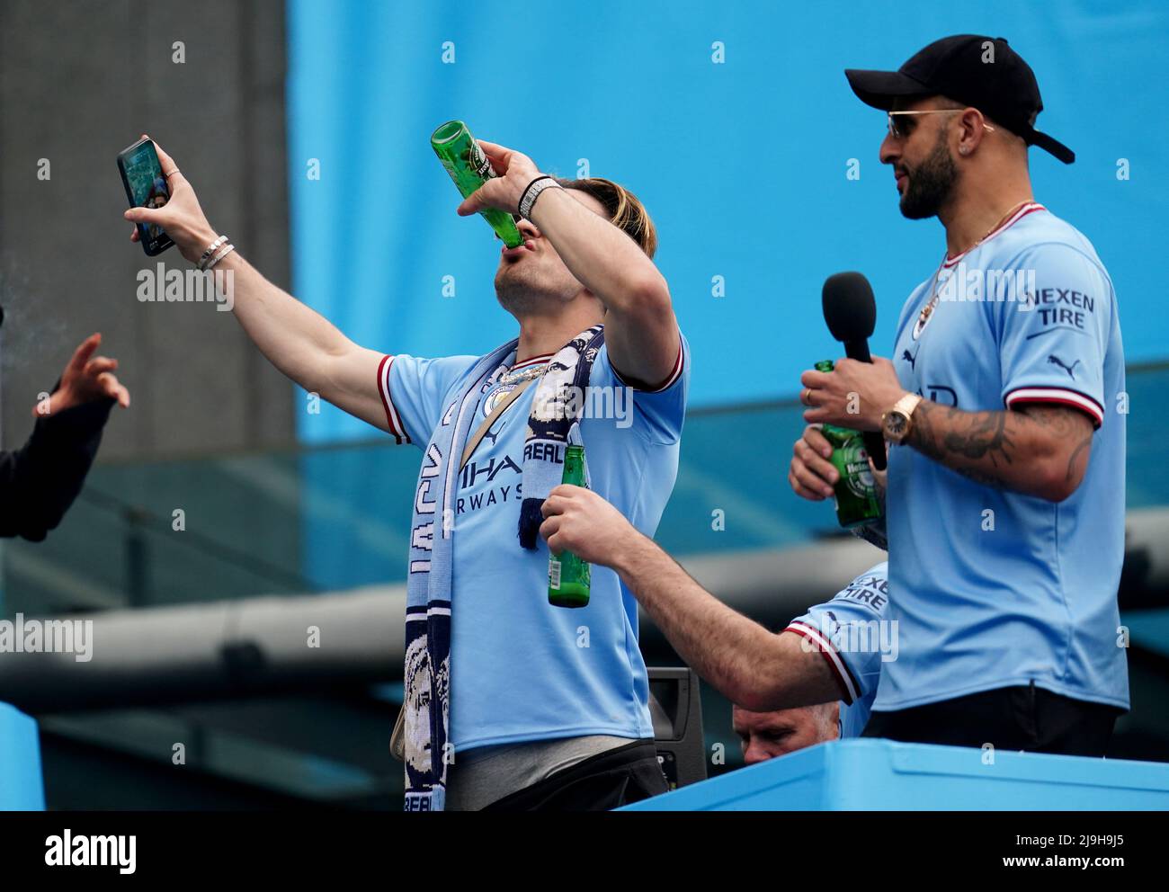 Manchester City's Jack Grealish (left) and Kyle Walker during the ...
