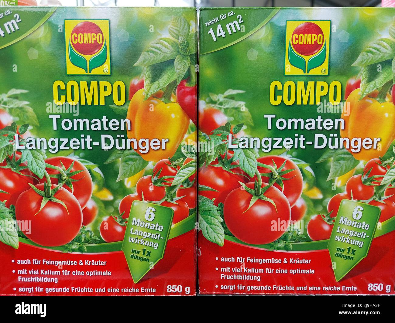 Compo long time fertilizer for tomato plants in a market Stock Photo ...