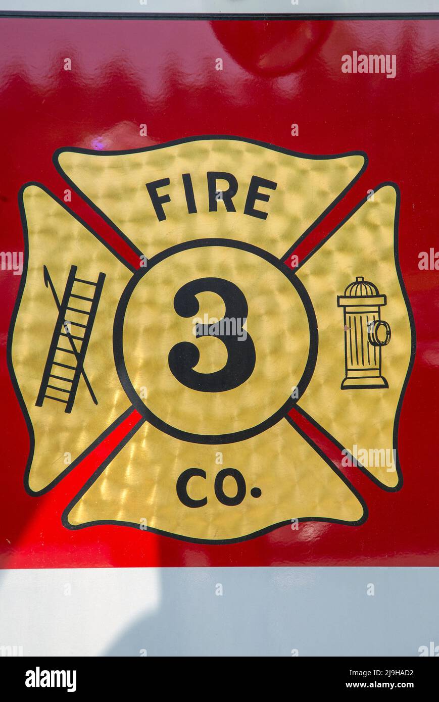 Fire department logo on the side of a fire truck Stock Photo - Alamy
