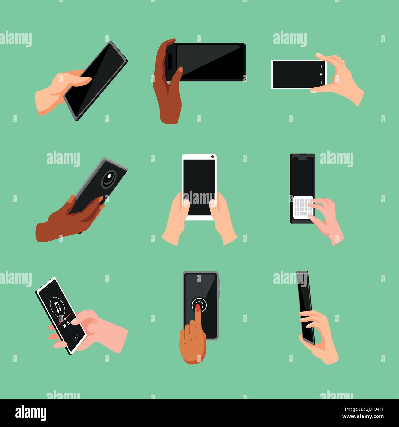 set of hands with smartphone Stock Vector Image & Art - Alamy