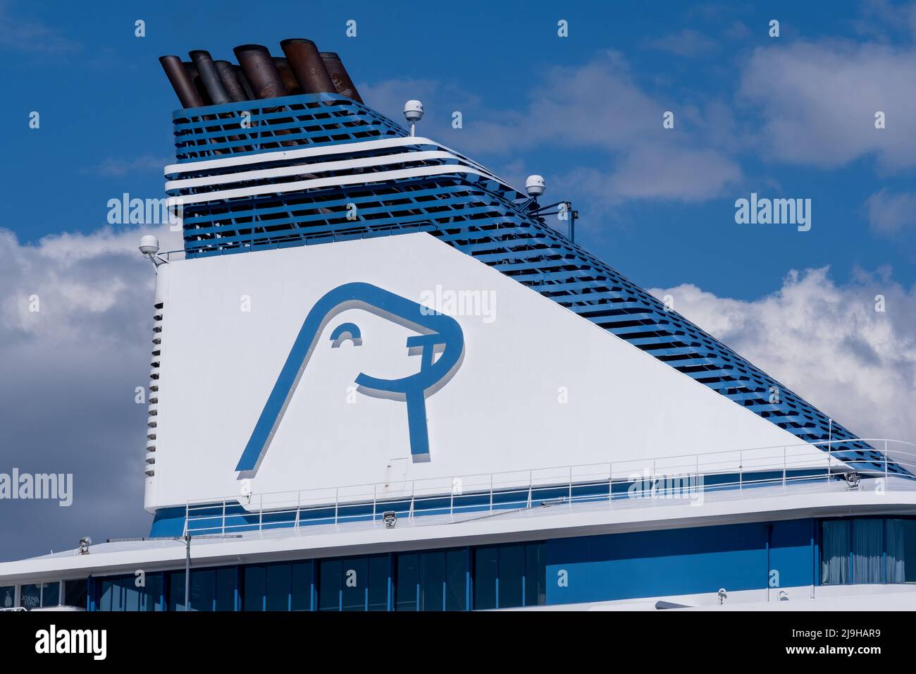 Helsinki / Finland - MAY 23, 2022: Closeup of MV Silja Symphony funnel ...
