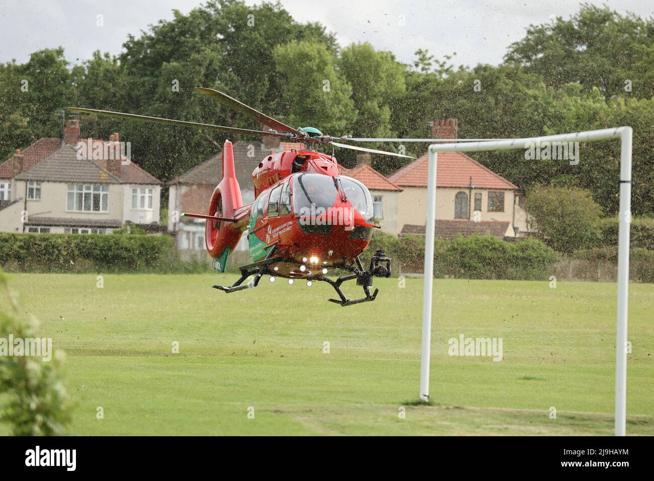 Liverpool, uk, 23rd May 2022 Welsh Air ambulance lands at Alder hey ...