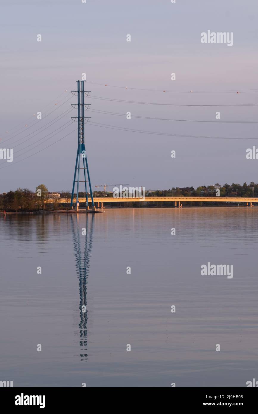 Helsinki / Finland - MAY 22, 2022: Tall electricity pylon casting ...