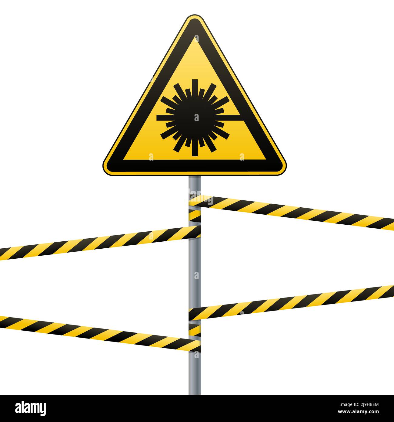 Caution - danger Warning sign safety. Danger, laser radiation. yellow ...