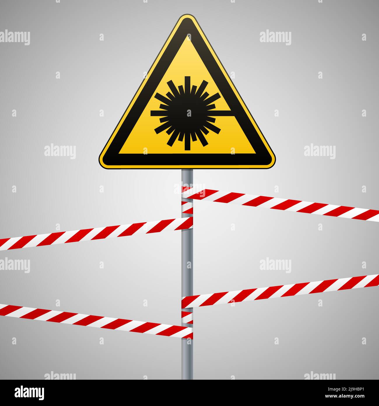 Caution - danger Warning sign safety. Danger, laser radiation. yellow ...