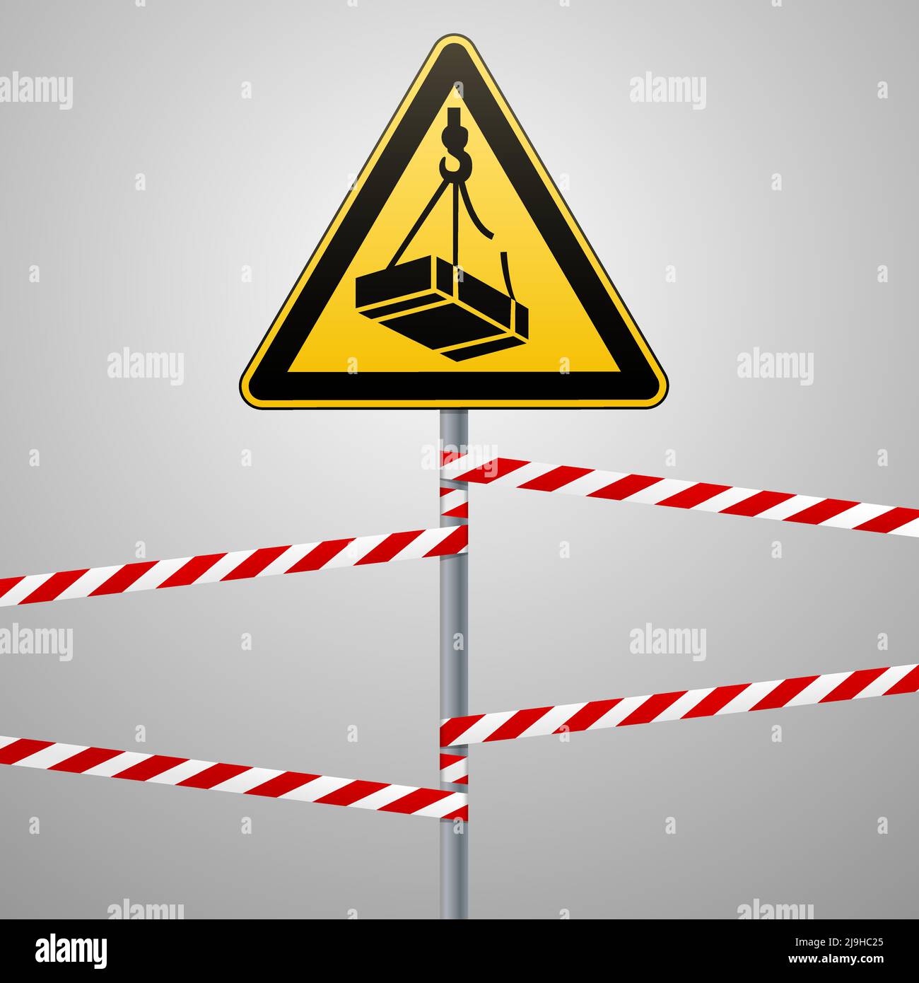 Caution - danger May fall from the height of the load. Safety sign ...