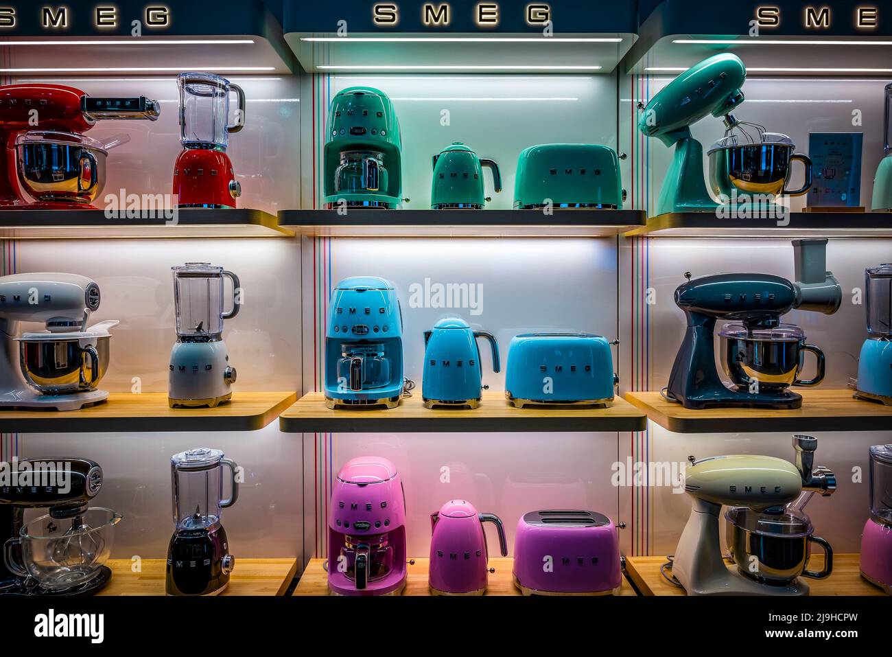 Smeg kitchen machines on display Stock Photo - Alamy