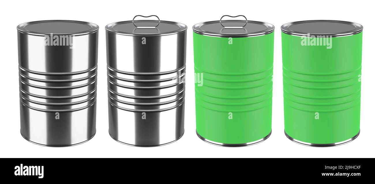 Close-up metal tin can on white background separated shot. Include ...