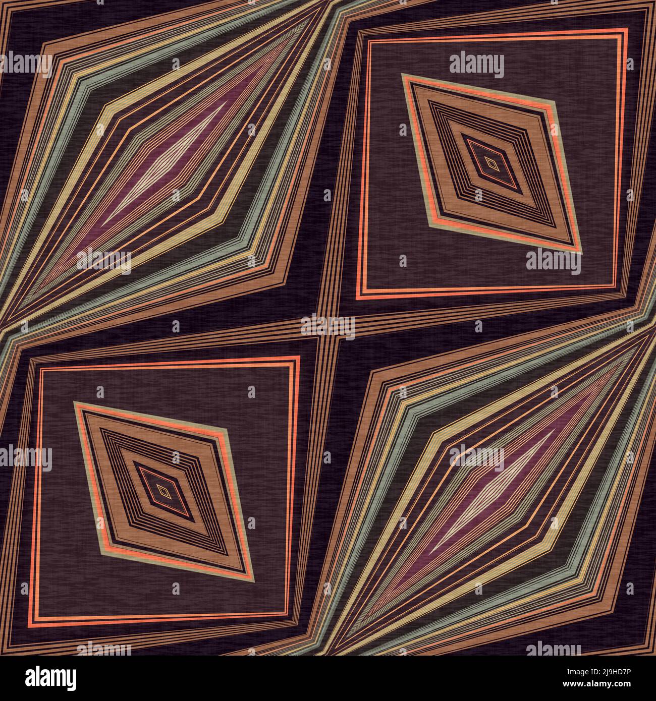 Earthy colours retro sixties geometric seamless pattern in variegated ...