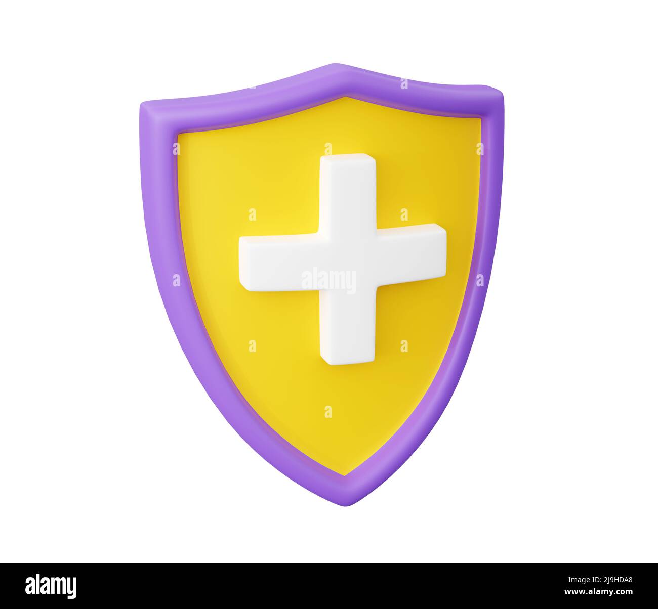 Shield with cross 3d render - medical care and health safety concept ...