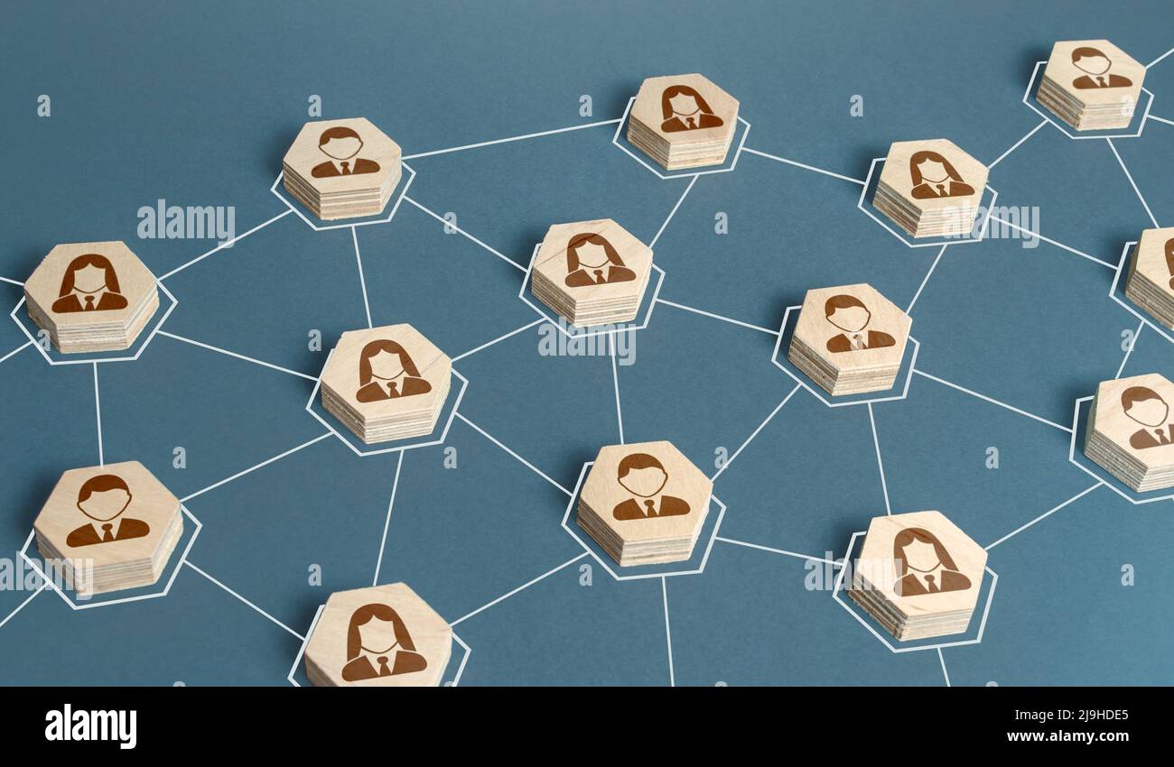 People are connected in a communication network. Corporate connection ...