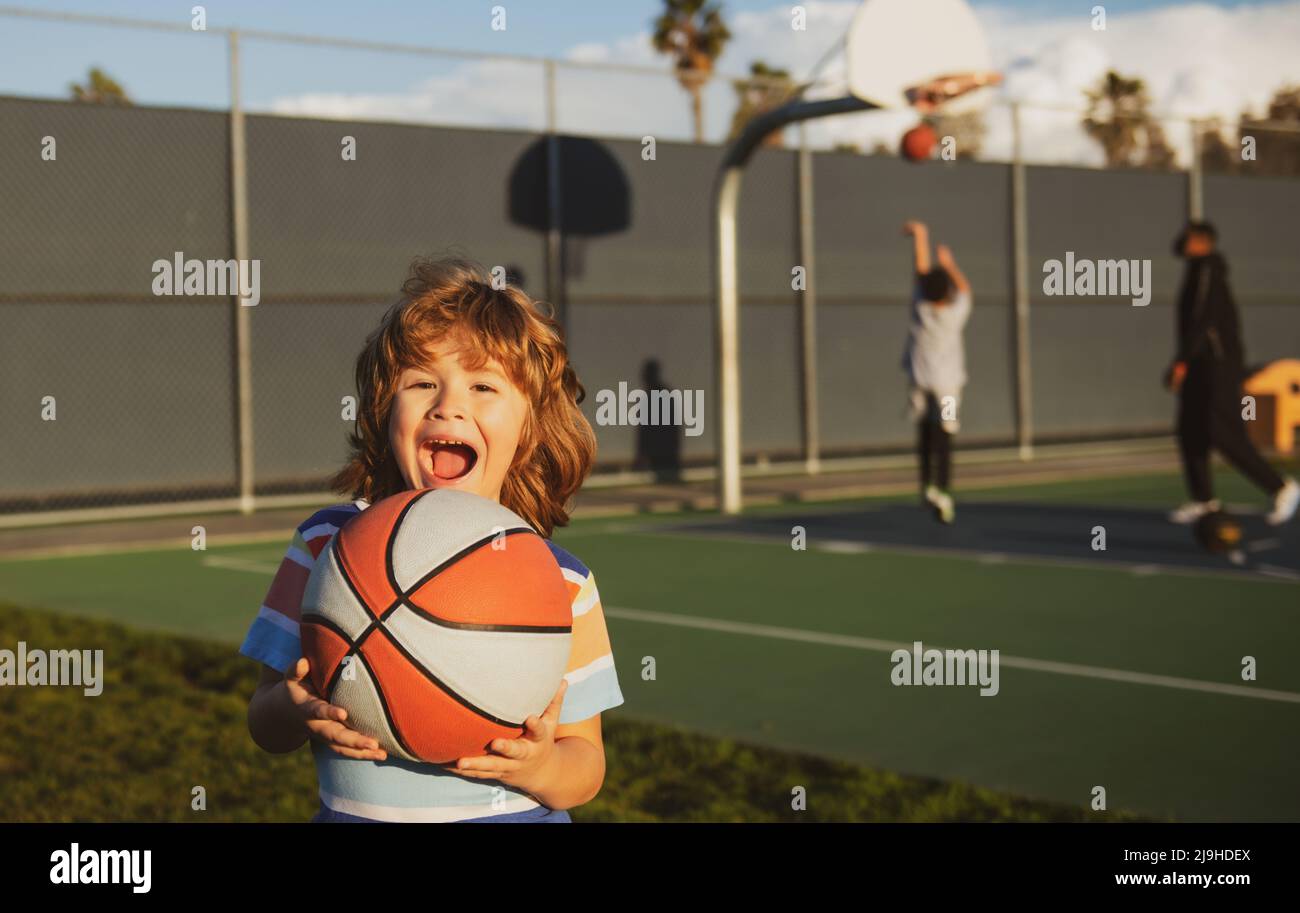 Basket ball excited child player laughing and having fun. Basketball ...