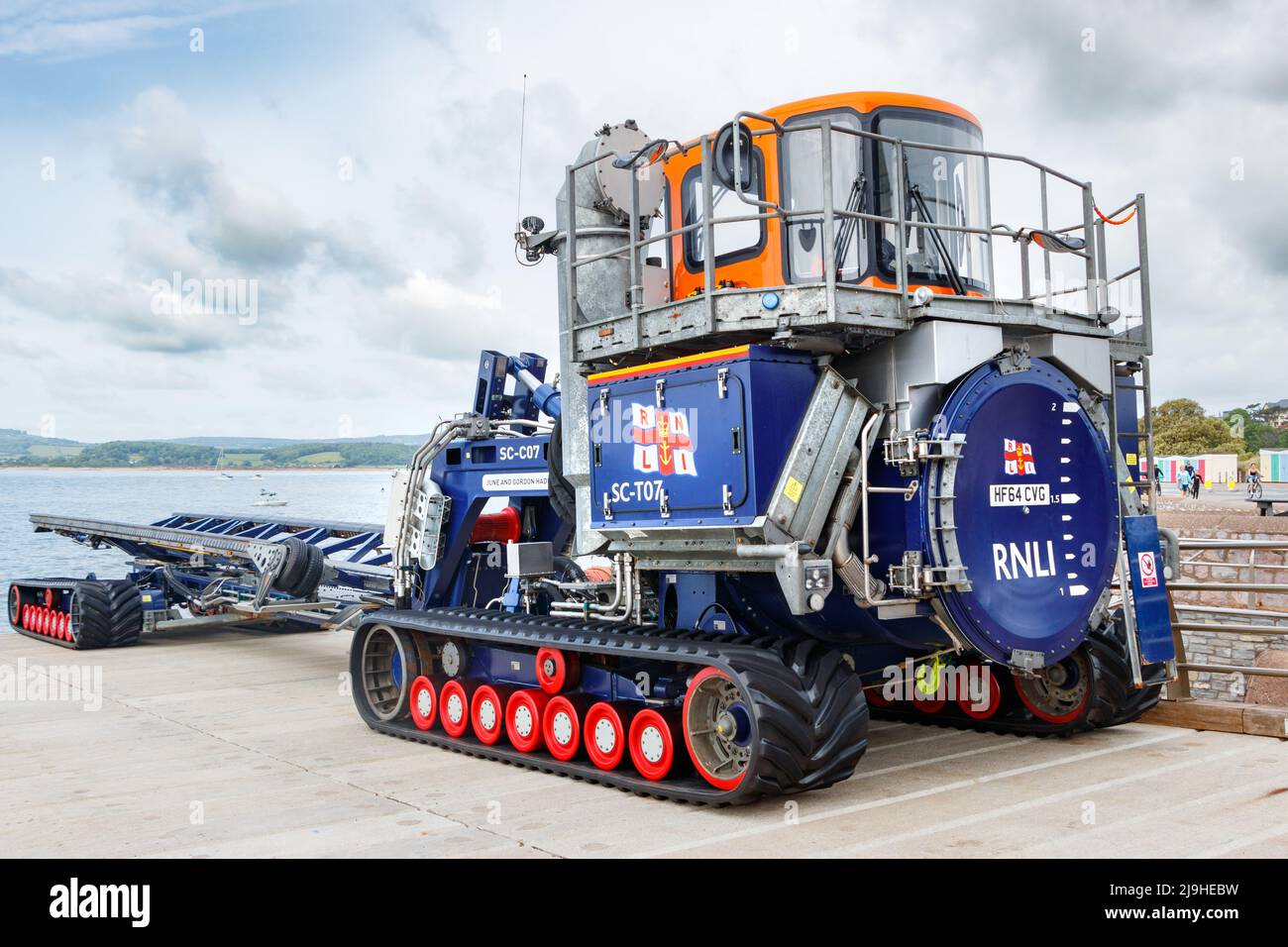 RNLI lifeboat tractor transporter in Exmouth Devon UK Stock Photo - Alamy