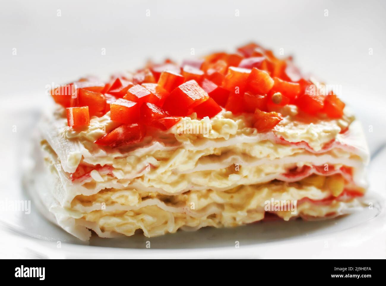 New recipe. Fish surimi cake with paprika Stock Photo - Alamy