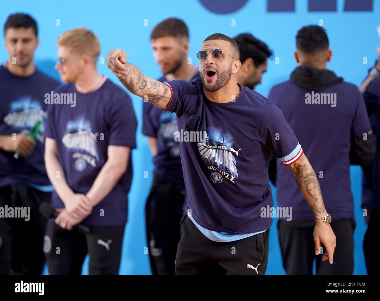 Manchester City's Kyle Walker during the Premier League trophy parade ...