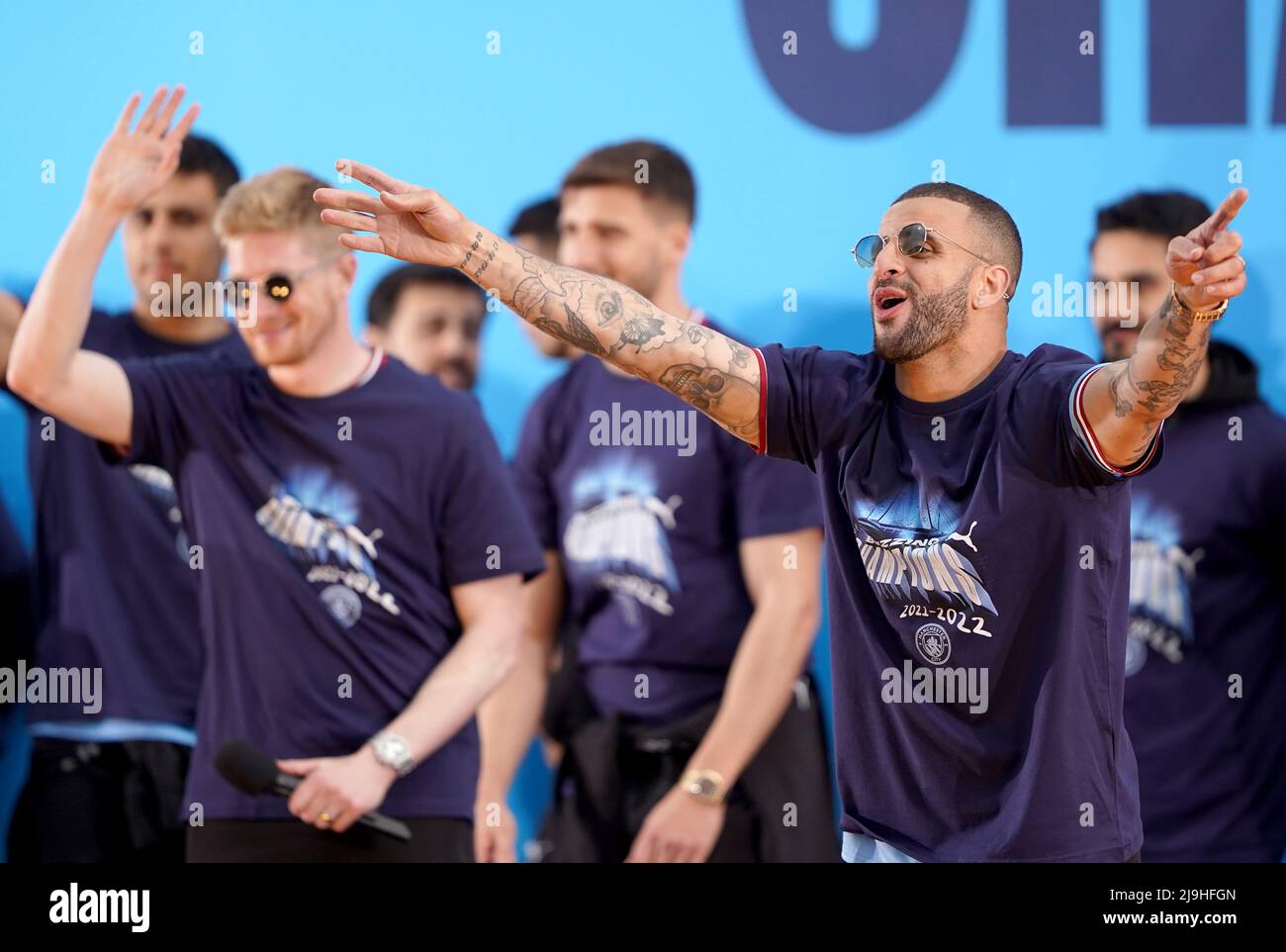 Manchester City's Kyle Walker during the Premier League trophy parade ...