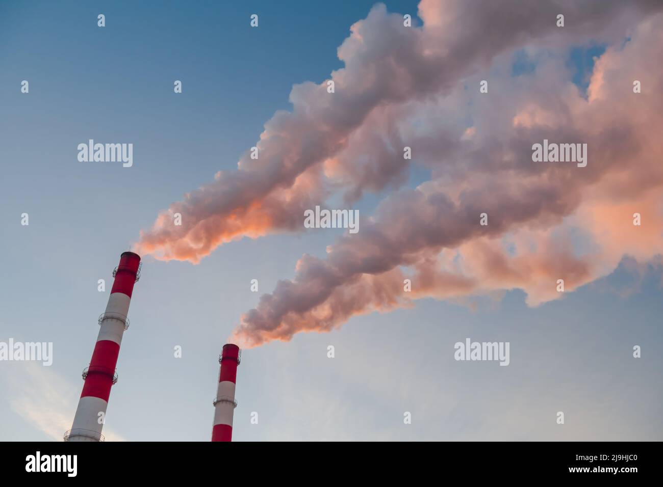 Environmental pollution - factory smokestacks emitting white smoke ...