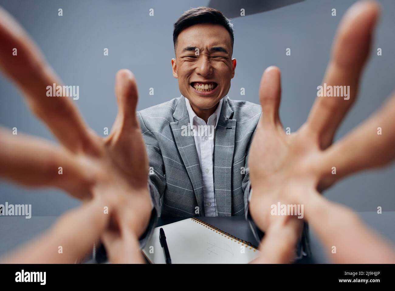 Frustration worker hands air hi-res stock photography and images - Alamy