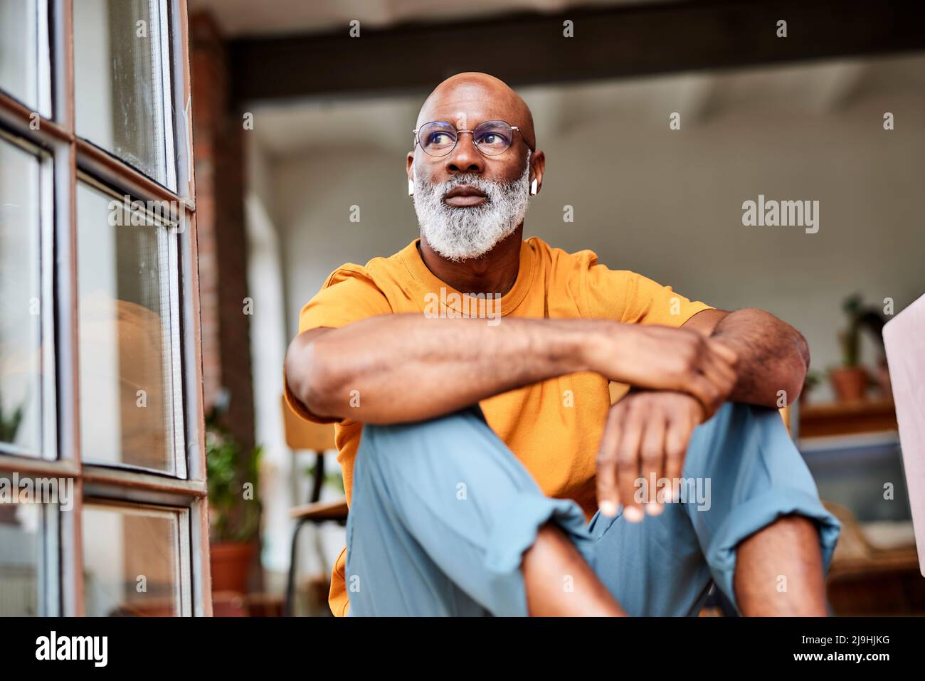 Bald mature man home wearing hi-res stock photography and images - Alamy