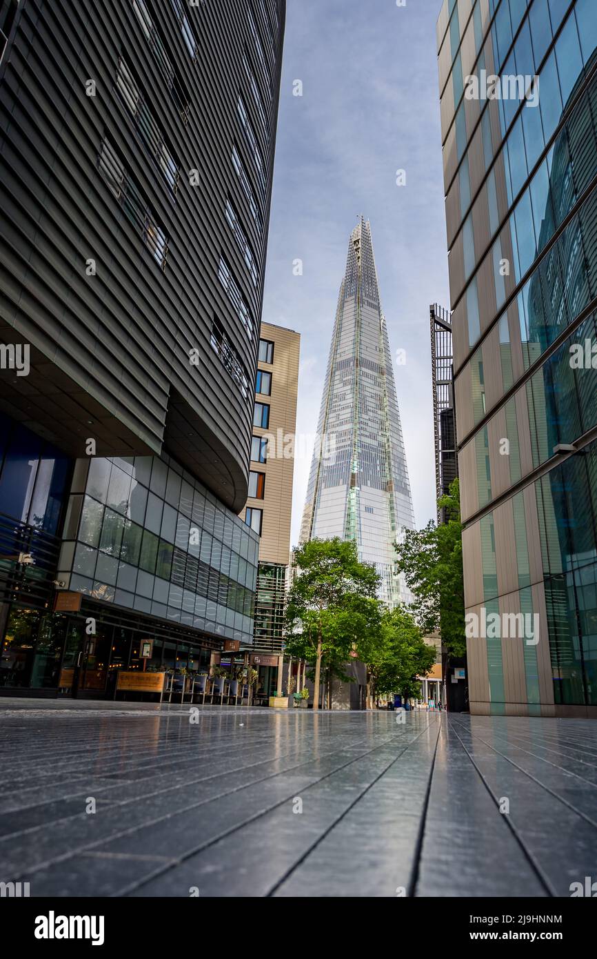 Looking up at The Shard which dominates the London skyline seen from ...