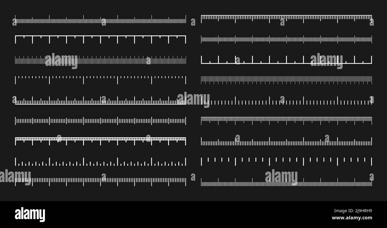 Various measurement scales with divisions. Realistic white scale for ...