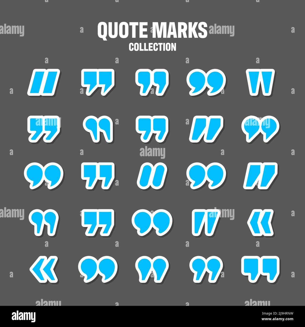 Quotation marks vector collection. Blue quotes icon. Colorful stickers ...