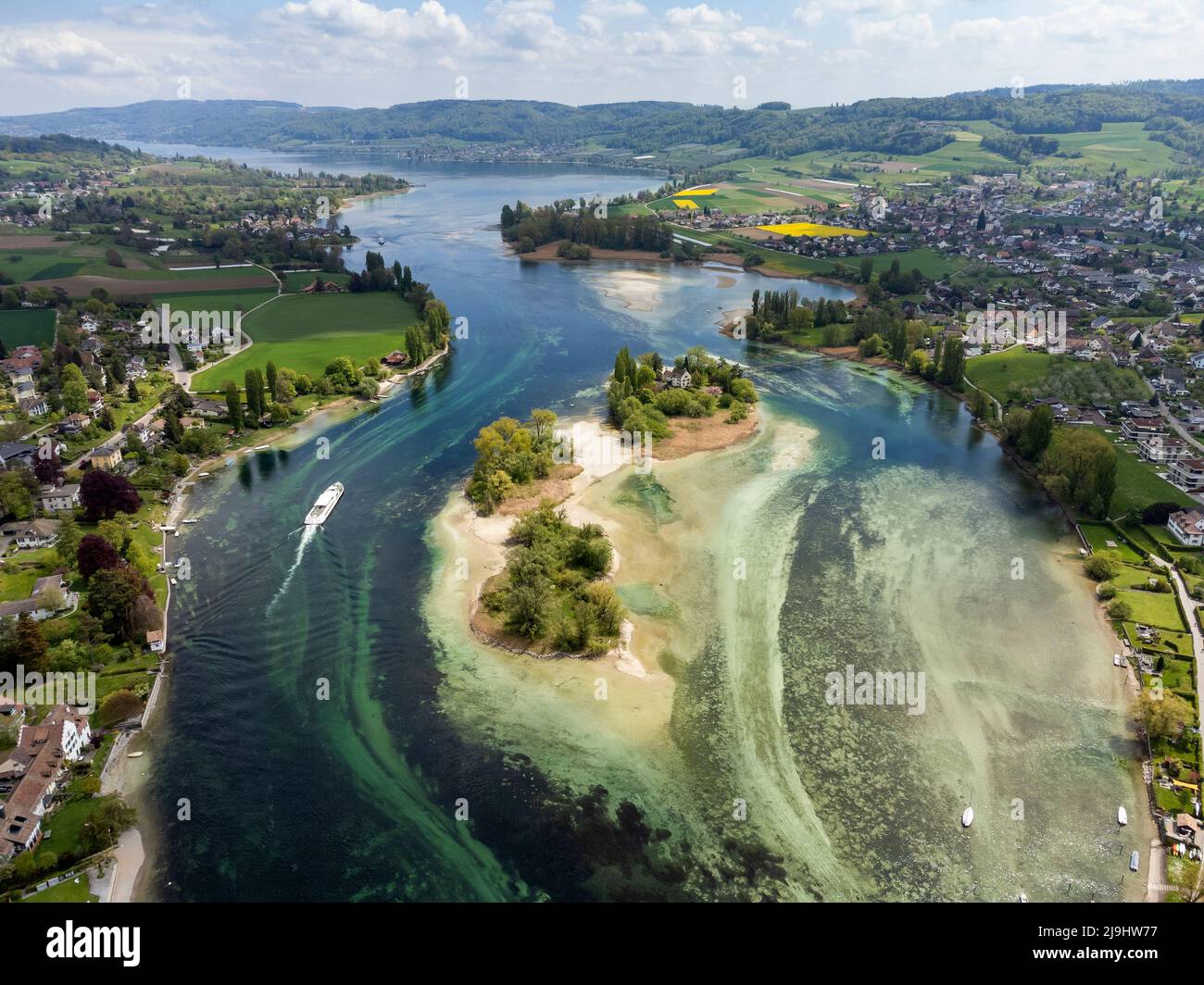Switzerland, Canton of Schaffhausen, Stein am Rhein, Aerial view of ...