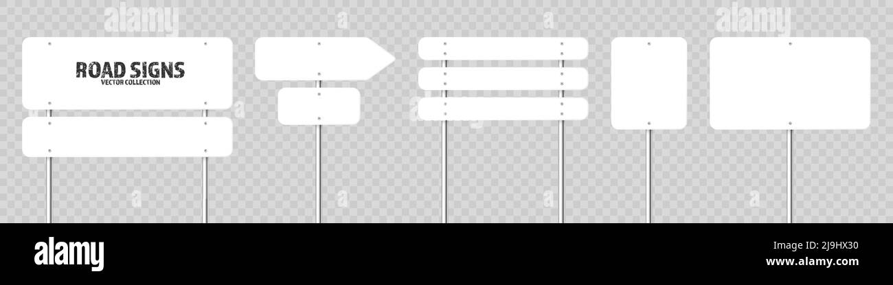 Various road, traffic signs. Highway signboard on a chrome metal pole ...