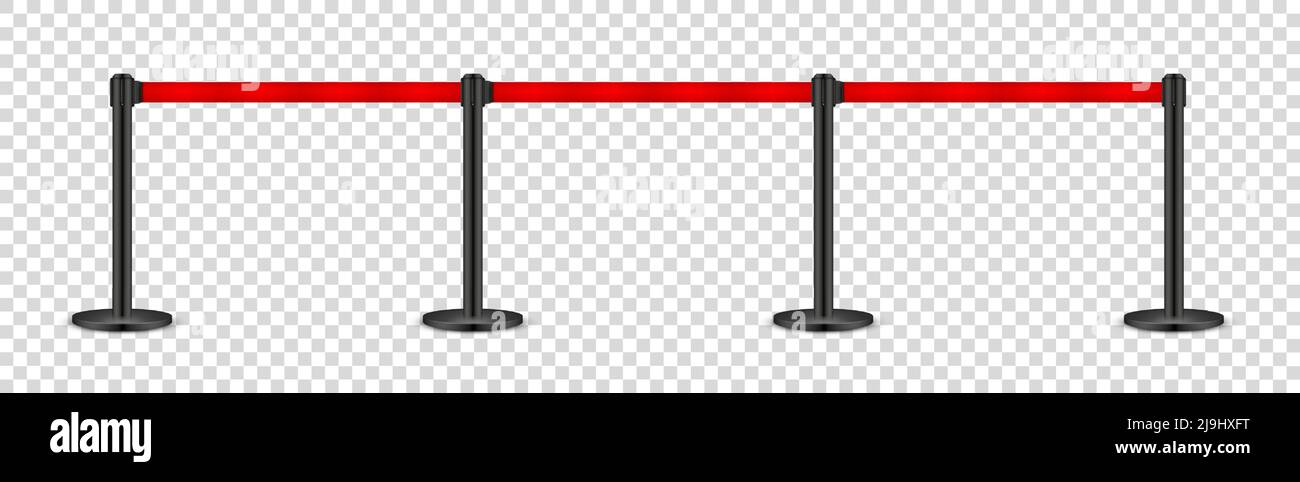 Realistic retractable belt stanchion on transparent background. Crowd ...