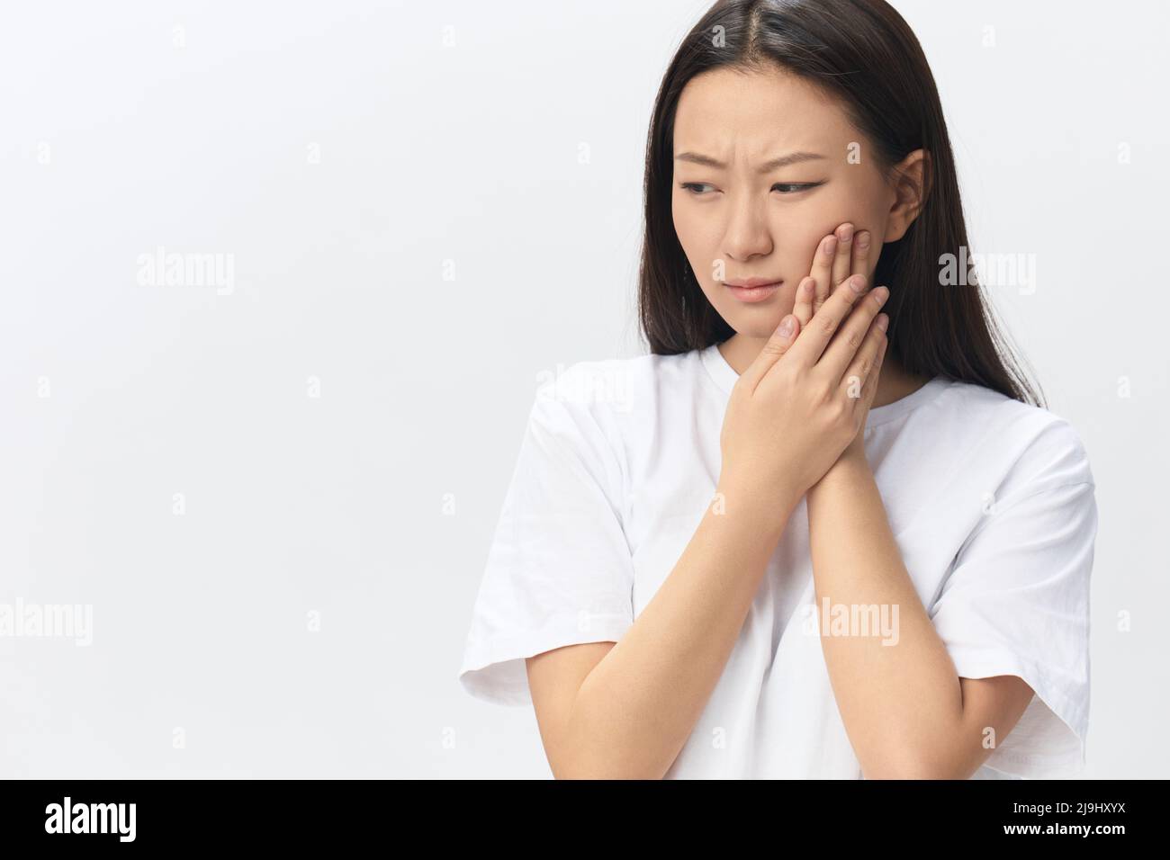 Gumboil Dental abscess Toothache Broken Tooth. Unhappy crying suffering ...