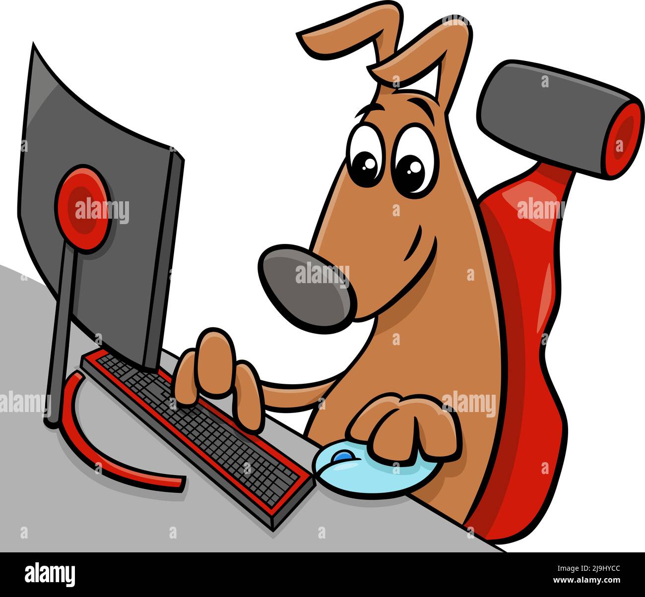 Cartoon illustration of funny dog animal character with personal ...