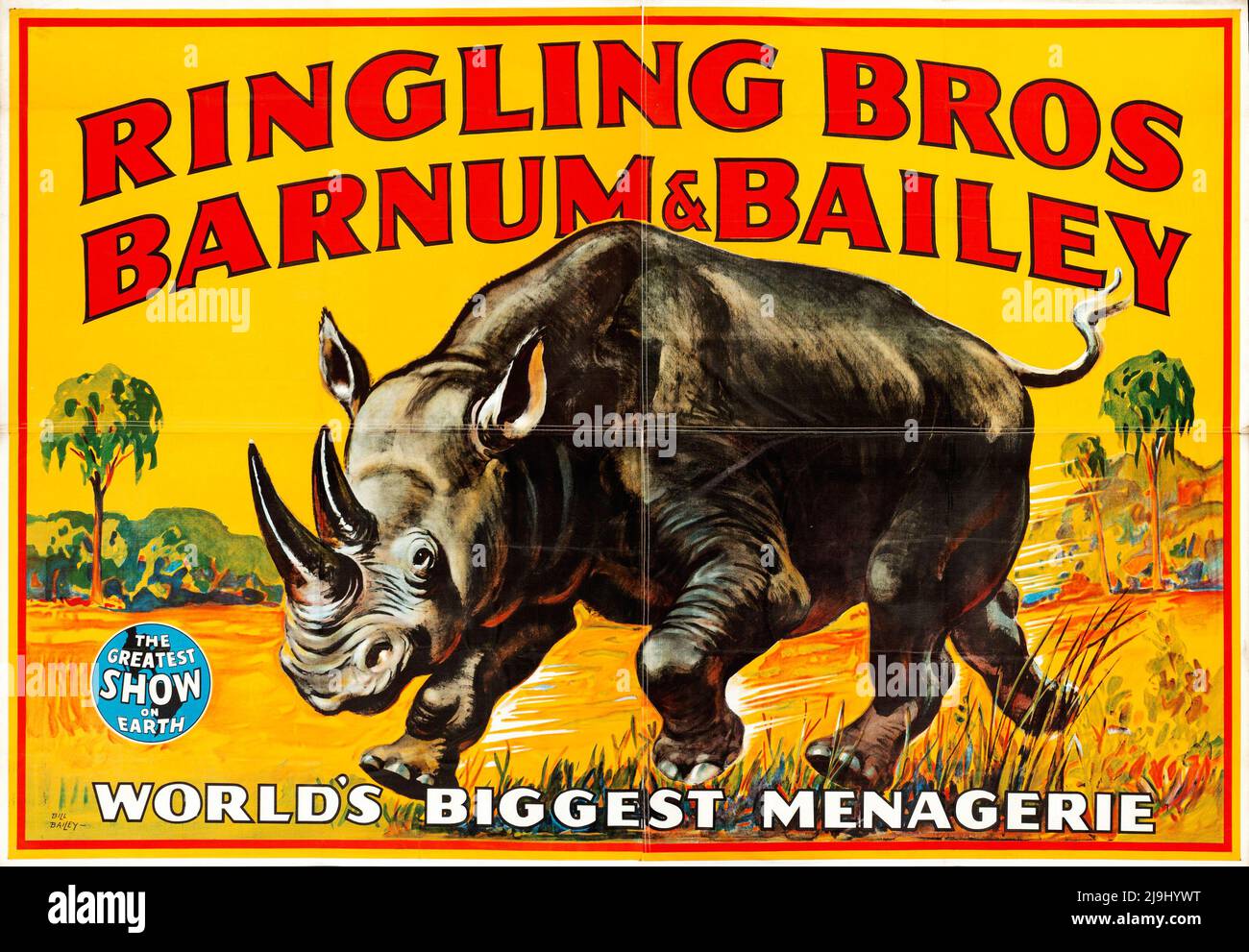 Vintage Circus Poster (Ringling Bros Barnum & Bailey, c. 1940) Rhino ...