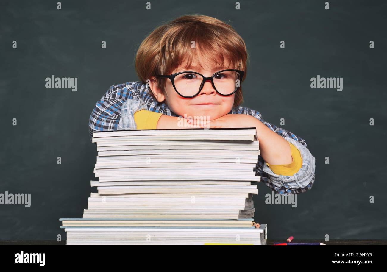 Kids school. Talented child. Schoolboy. Blackboard background ...