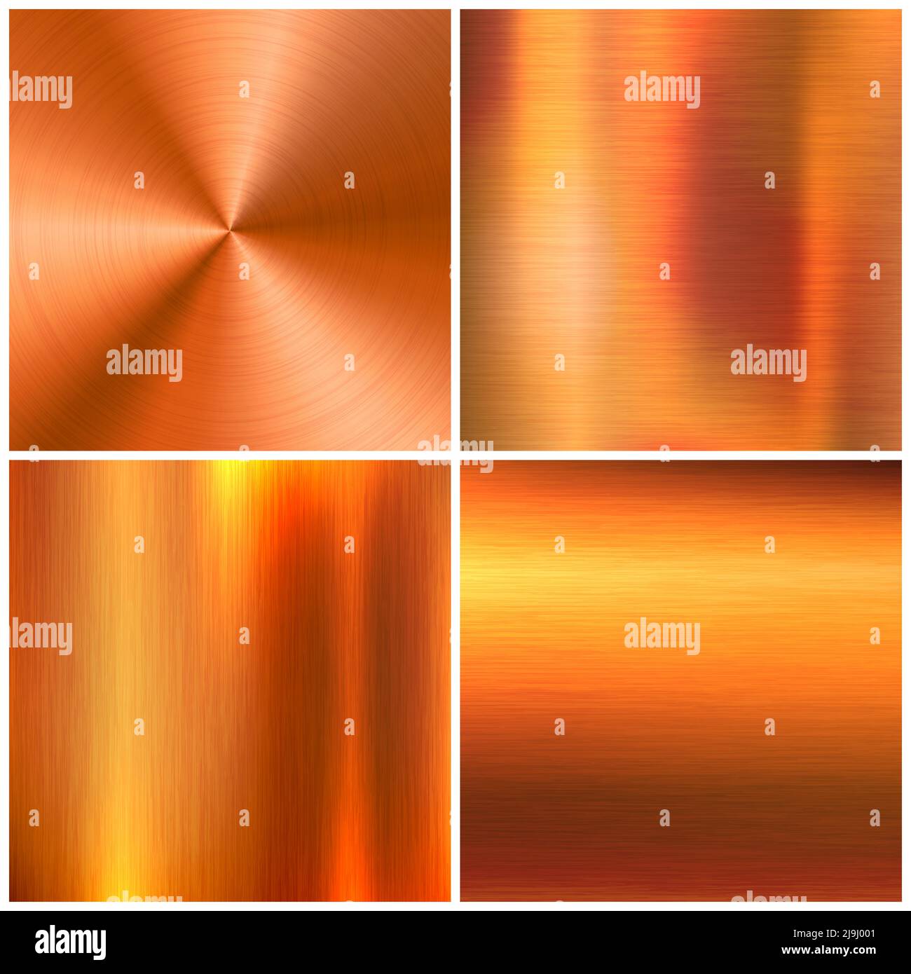 Realistic copper banners collection. Brushed stainless steel plate ...