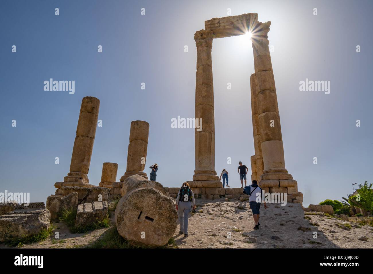 The Roman temple of Hercules on the Citadel hill in Amman Stock Photo ...