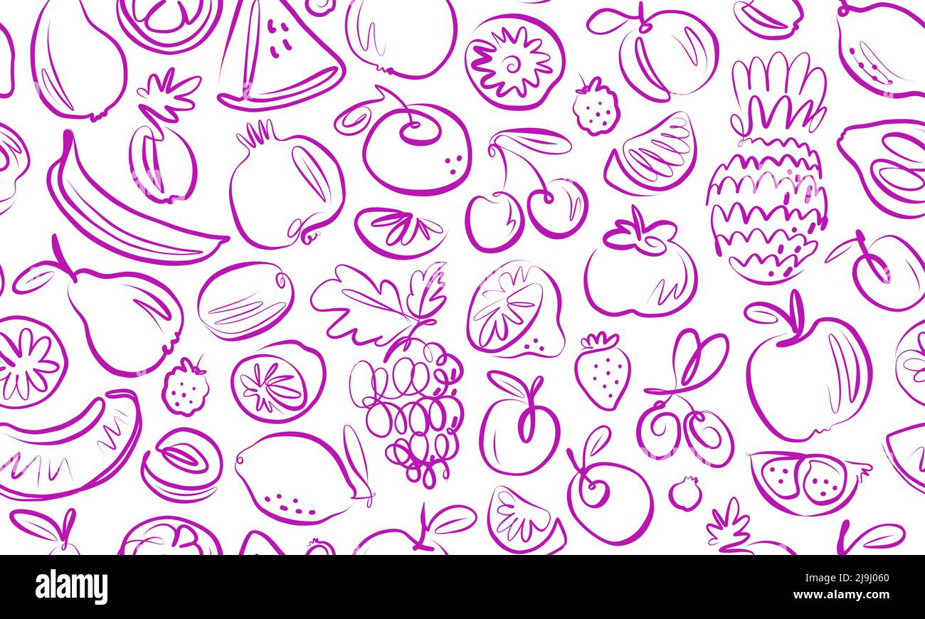 Fruits and berries seamless background. Healthy farm organic food ...