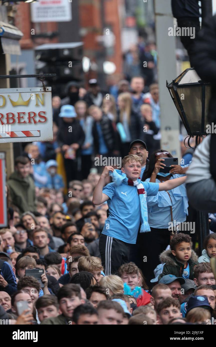 Manchester, UK. 23rd May 2022 Manchester City FC celebrate winning the ...