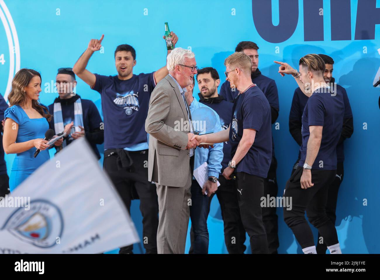 Manchester, UK. 23rd May 2022 Manchester City FC celebrate winning the ...