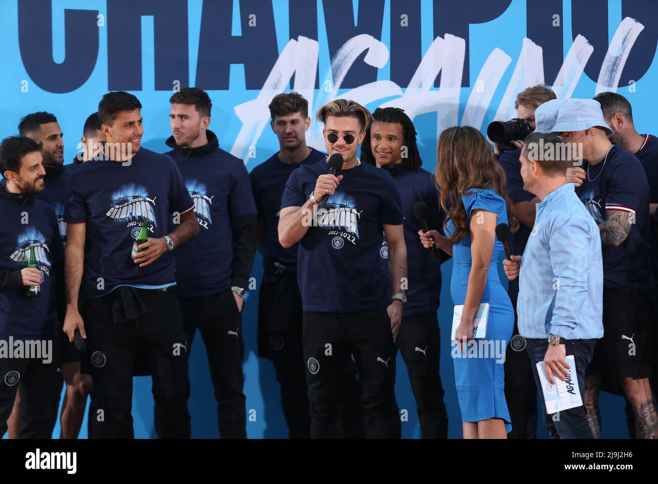 Manchester, UK. 23rd May 2022 Manchester City's Jack Grealish on stage ...