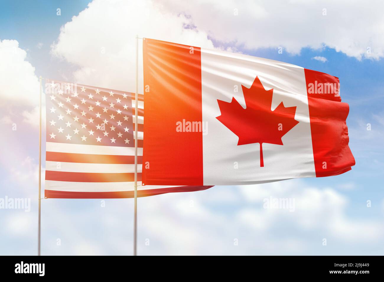 Usa canada flags together hi-res stock photography and images - Alamy
