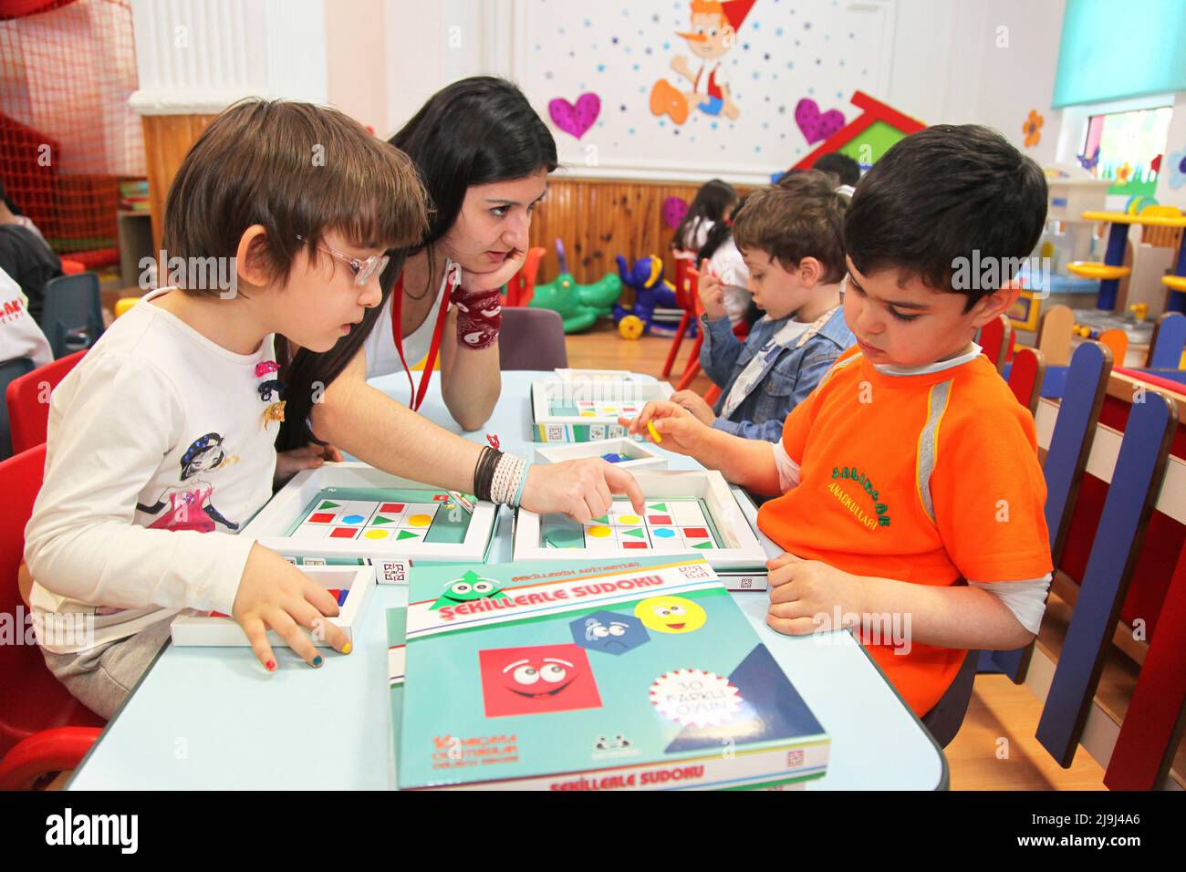 ISTANBUL, TURKEY - APRIL 4: Child learning intelligence games in ...
