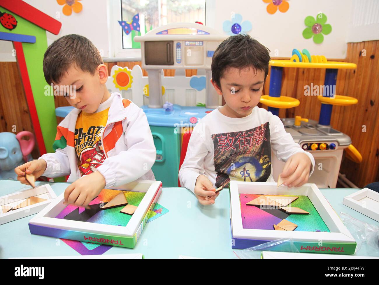 ISTANBUL, TURKEY - APRIL 4: Child learning intelligence games in ...