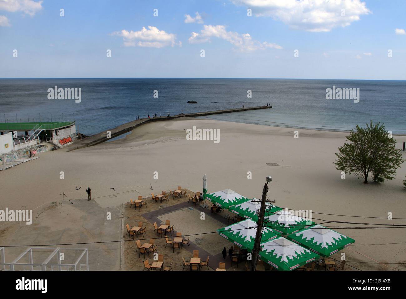 Odessa, Ukraine. 14th May, 2022. View of an empty Maristella beach ...