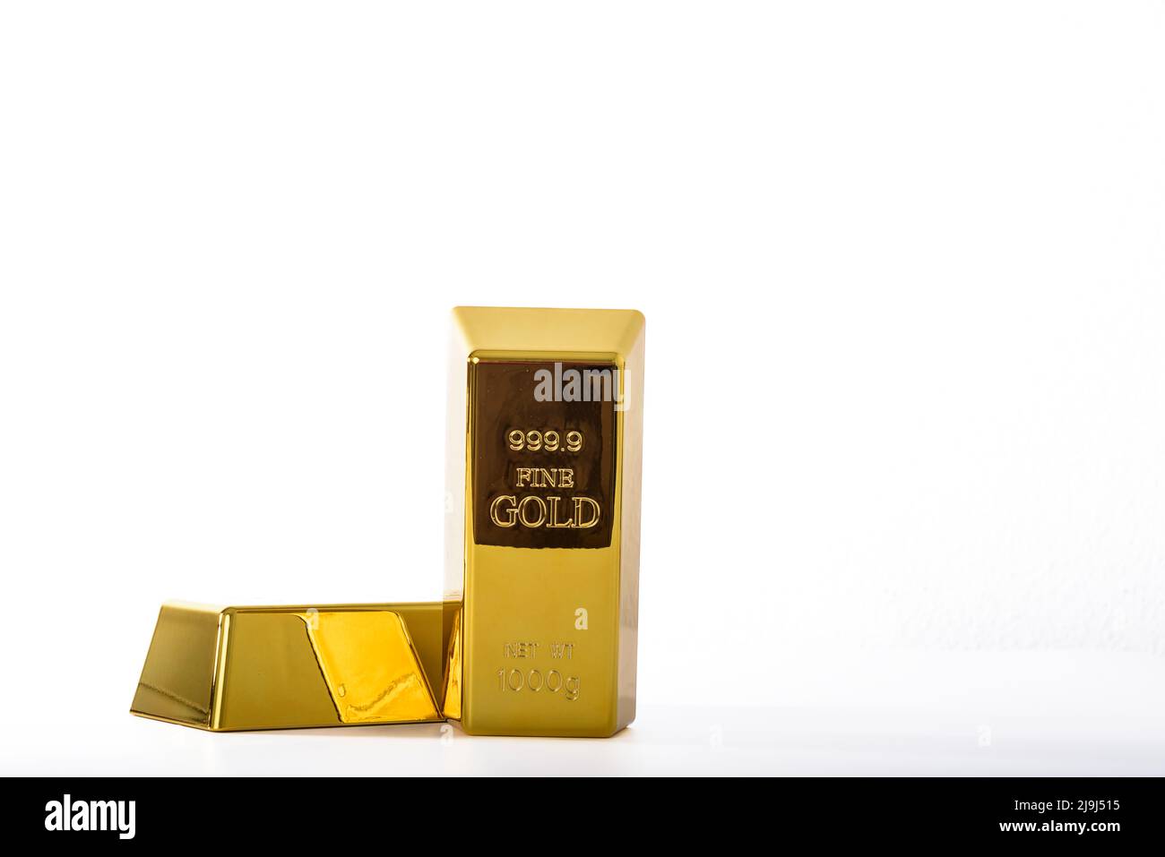 Bitcoin with gold bars and coins on dollar bills isolated on white ...