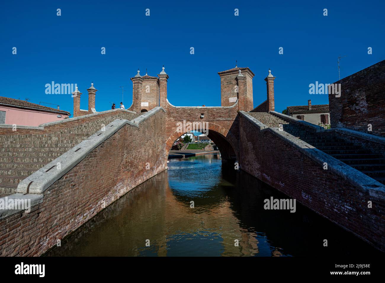 Trepponti bridge (or Ponte Pallotta), symbol of Comacchio city, Italy ...