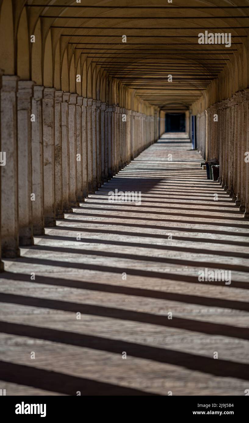400 metres long arcade of Loggiato dei Cappuccini leading to Monastery ...