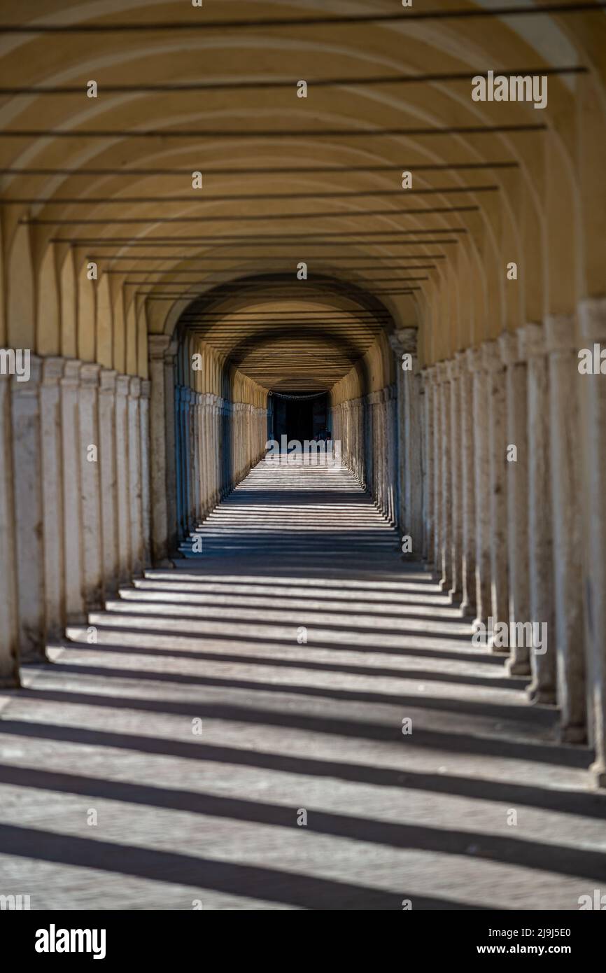 400 metres long arcade of Loggiato dei Cappuccini leading to Monastery ...