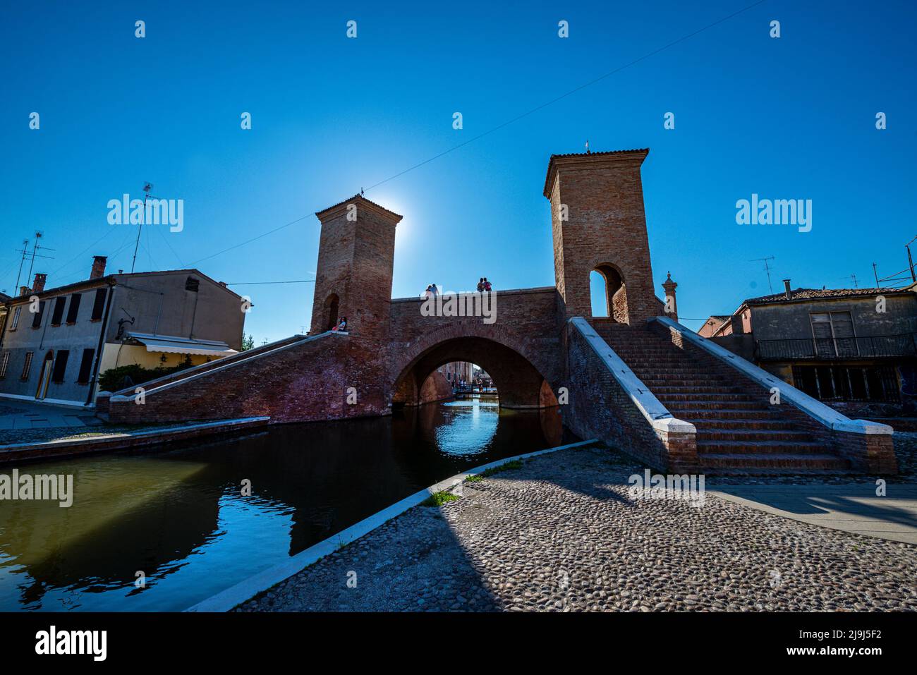 Trepponti bridge (or Ponte Pallotta), symbol of Comacchio city, Italy ...